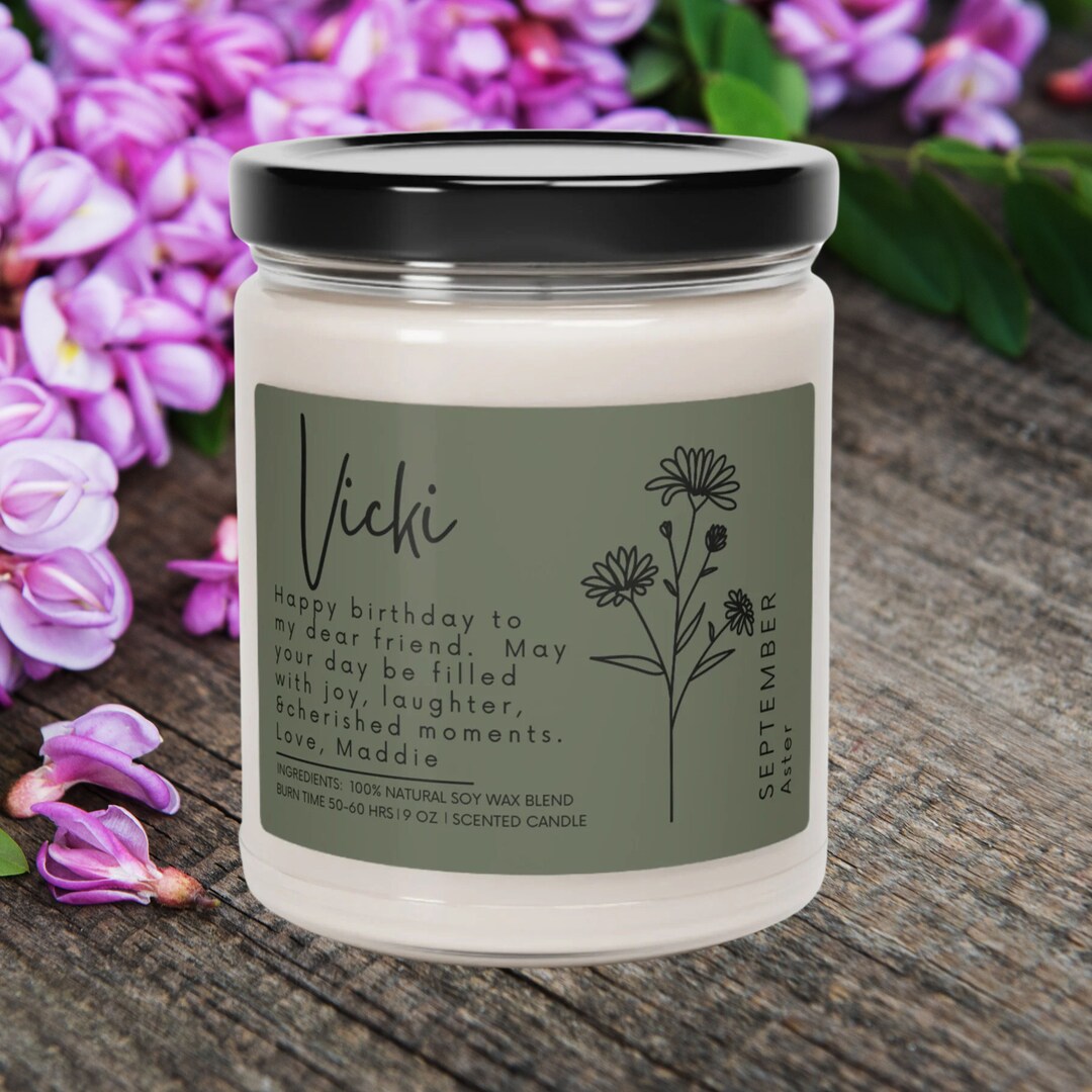 Aster Birth Month Flower Candle for Great Grandma Gift, September ...