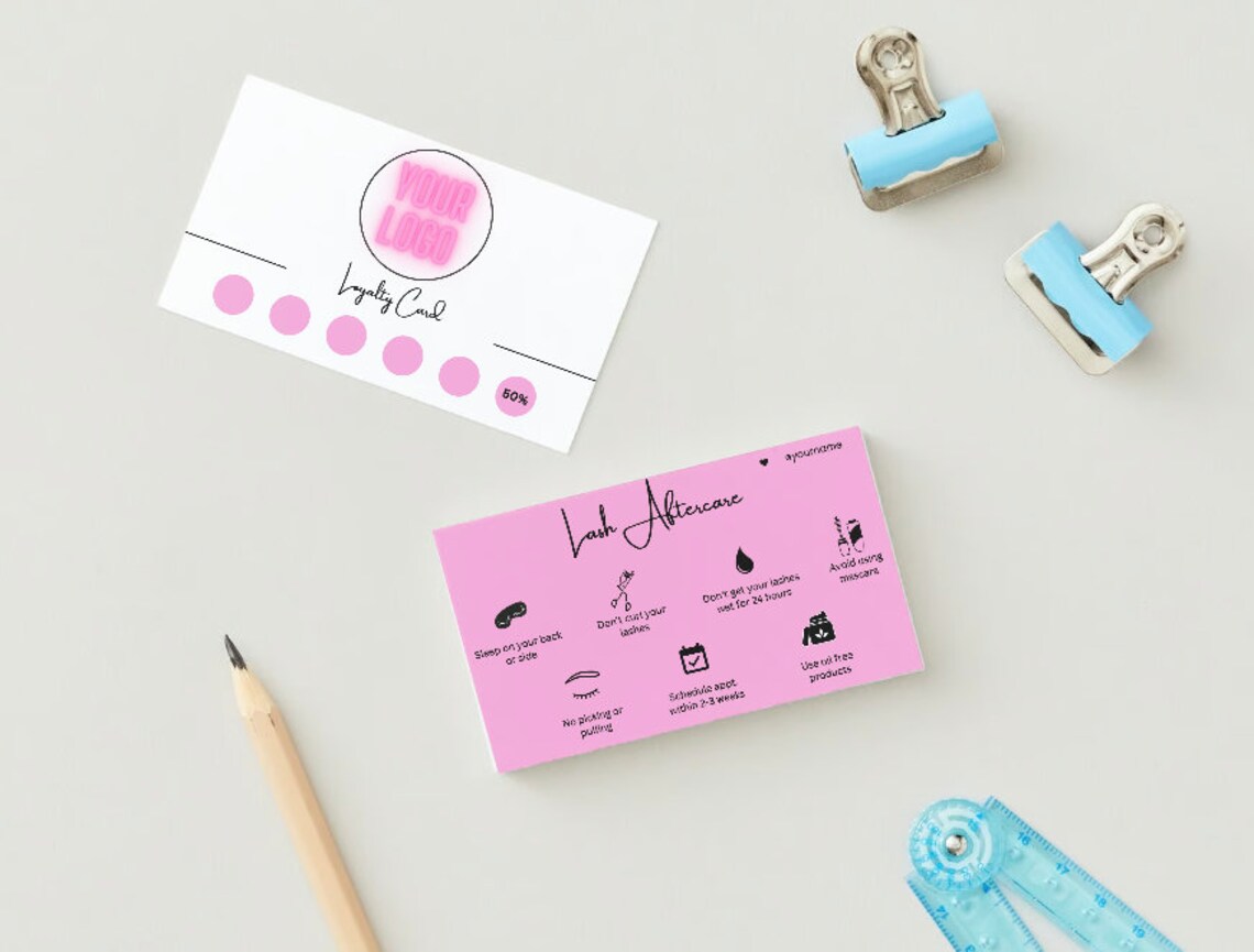 Editable Lash Aftercare Card Template, Client Loyalty Card, Printable ...