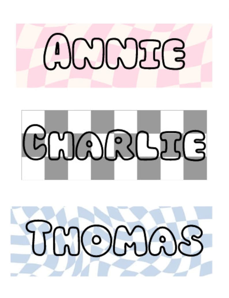 Checkered Student Name Tags for Desk/locker/book Bin - Etsy