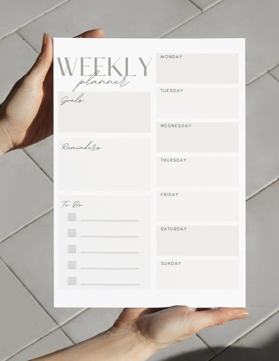 Weekly Planner, to Do List, Weekly Reminders, PDF, Downloadable Planner ...