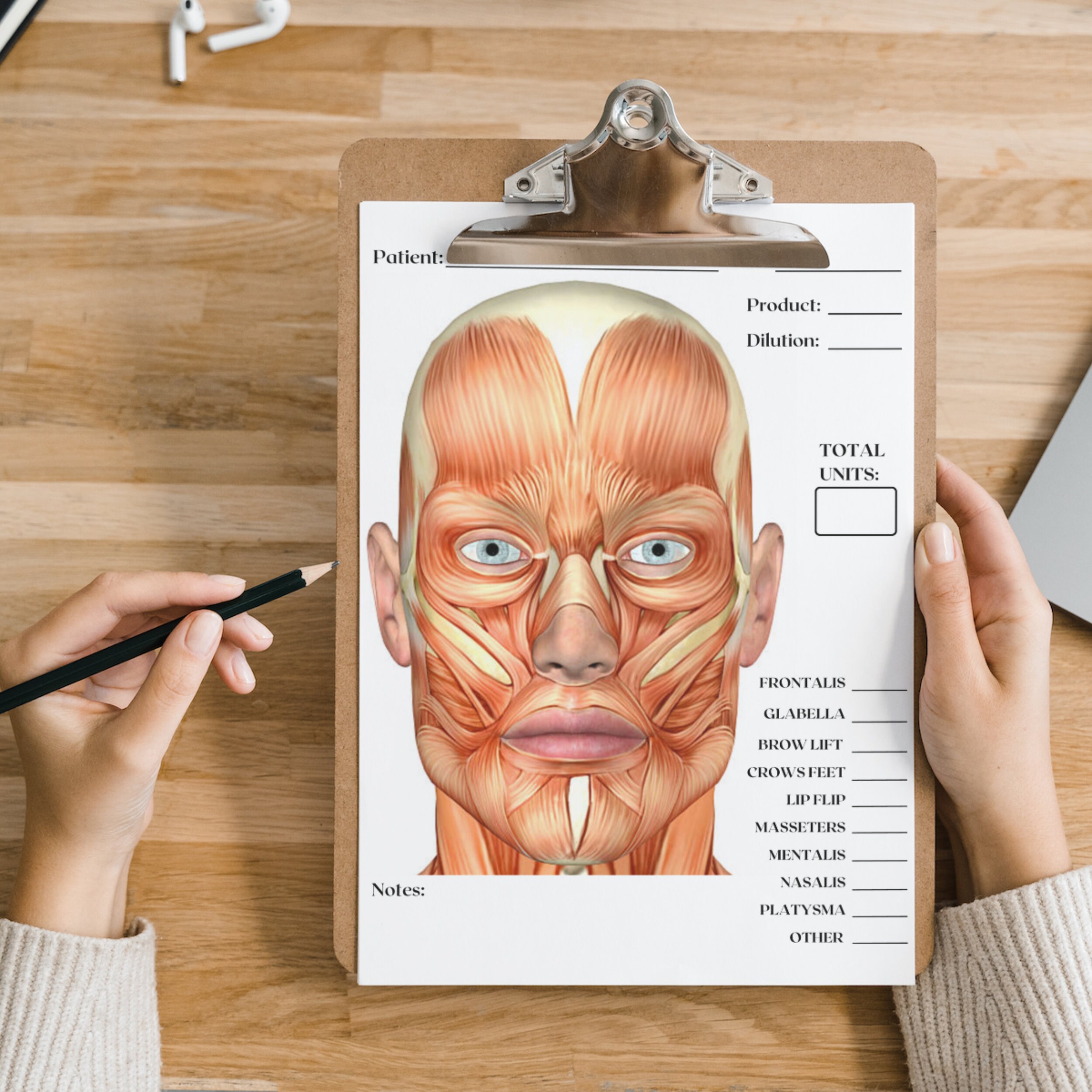 Male Neurotoxin Treatment, Aesthetic Injector Template, Facial Anatomy ...