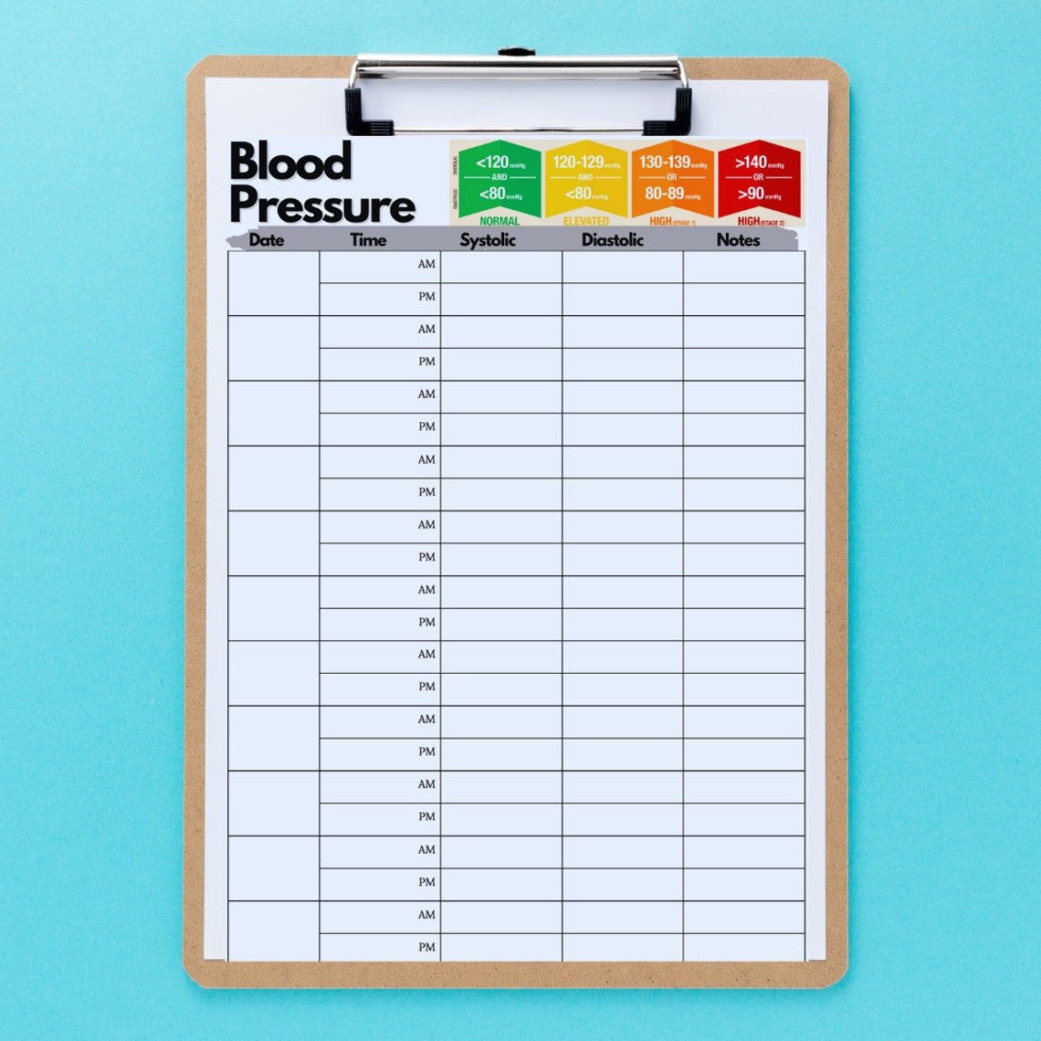 Blood Pressure Log Printable, PDF Download, BP Log, BP Tracker, Blood ...