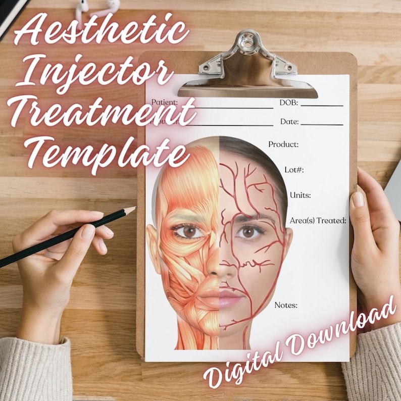 Neurotoxin Treatment Template, Aesthetic Nurse Injector, Facial Anatomy ...