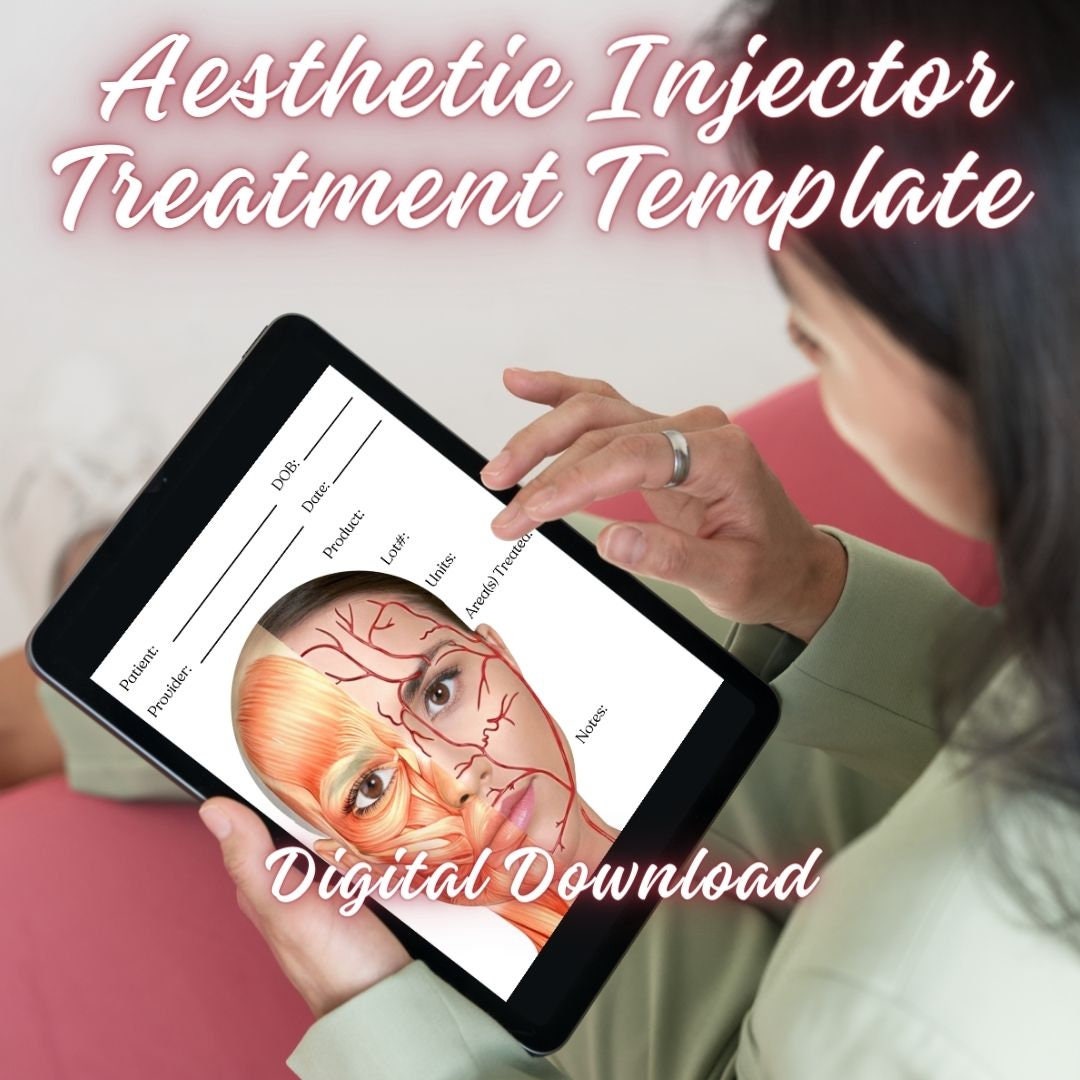 Neurotoxin Treatment Template, Aesthetic Nurse Injector, Facial Anatomy ...