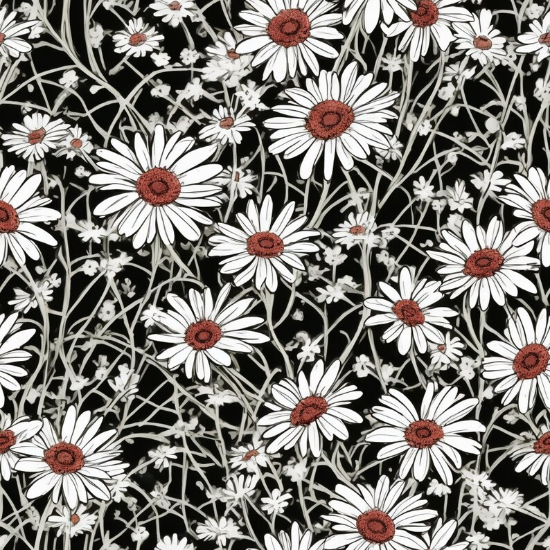 Daisy Floral Pattern Digital Paper - Etsy