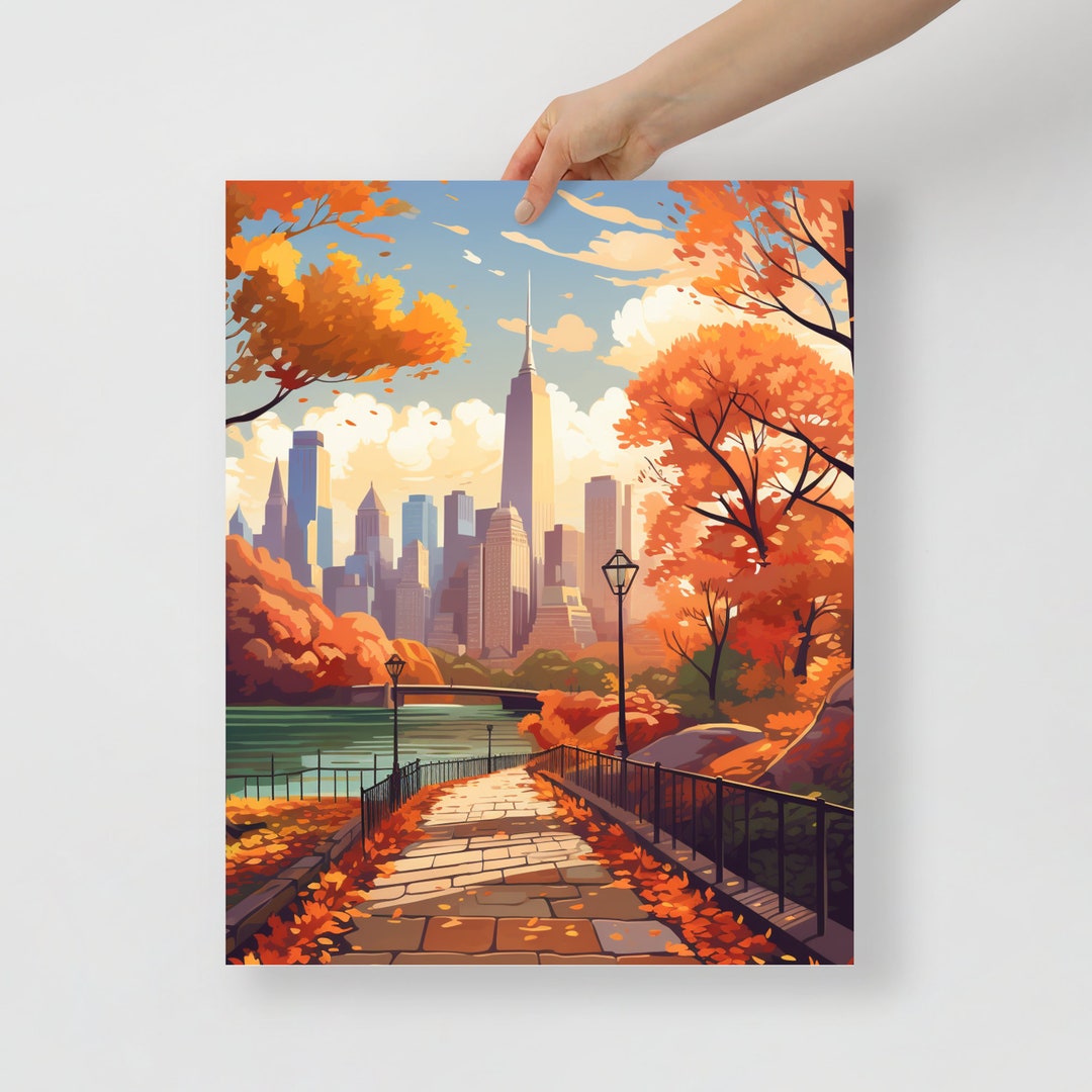 New York Central Park Autumnal Metropolis Poster - Etsy