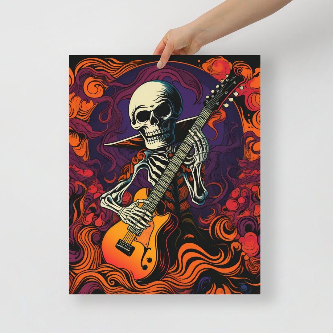 Skeleton Jam - Psychedelic Halloween Concert Poster - Etsy