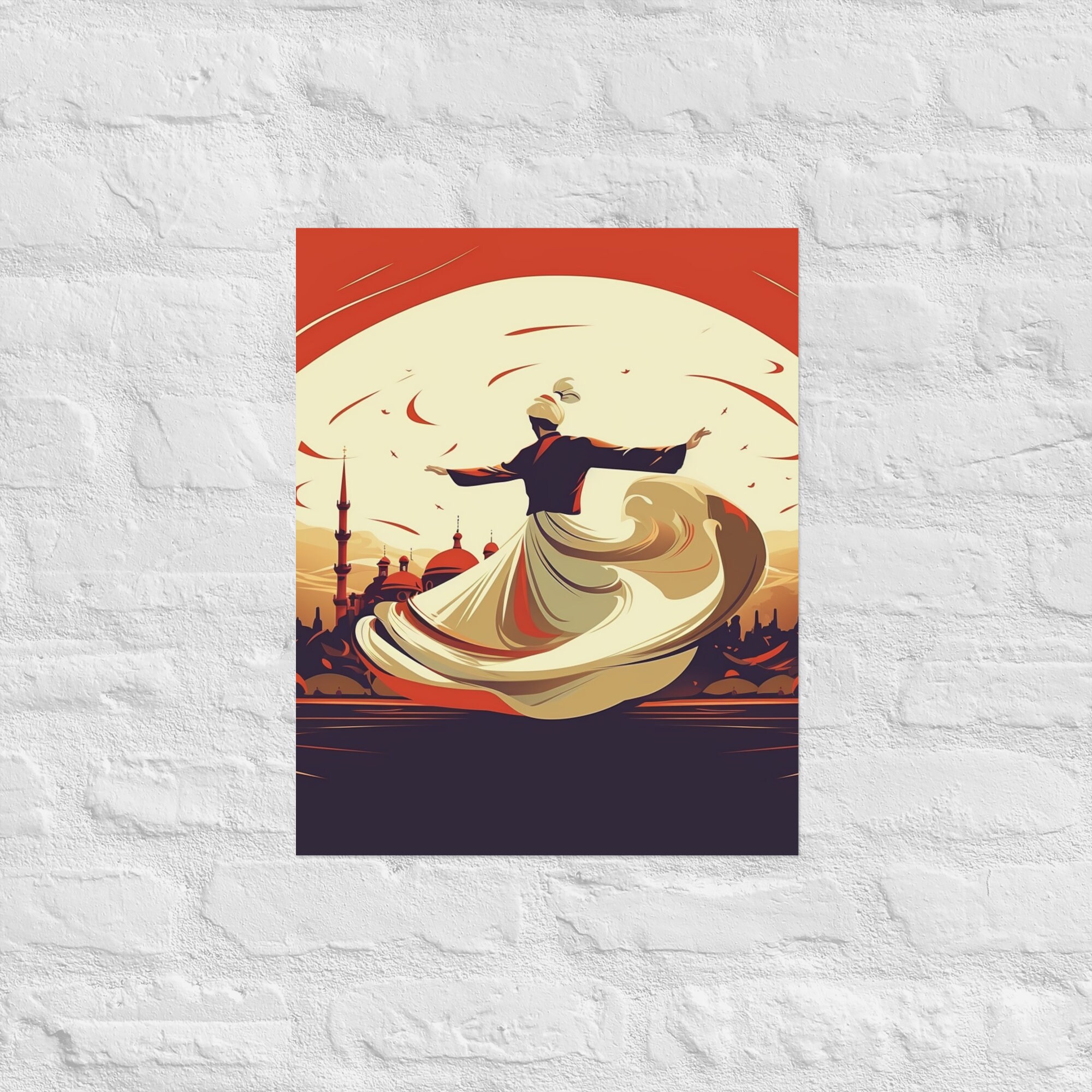 Sufi Serenity: Minimalist Line Art Poster of Whirling Dervishes ...