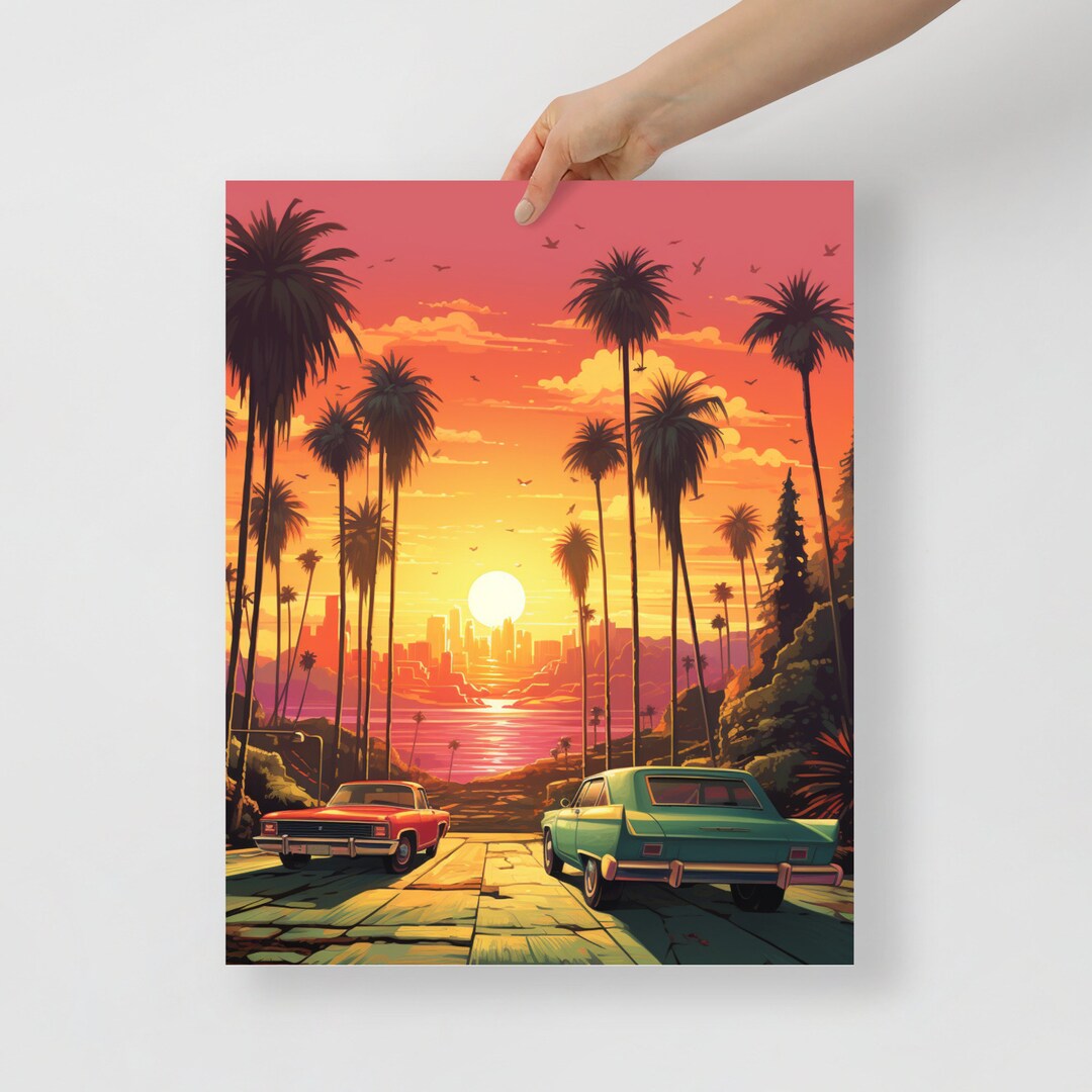 California Sunset Downtown LA Lofi Poster - Etsy