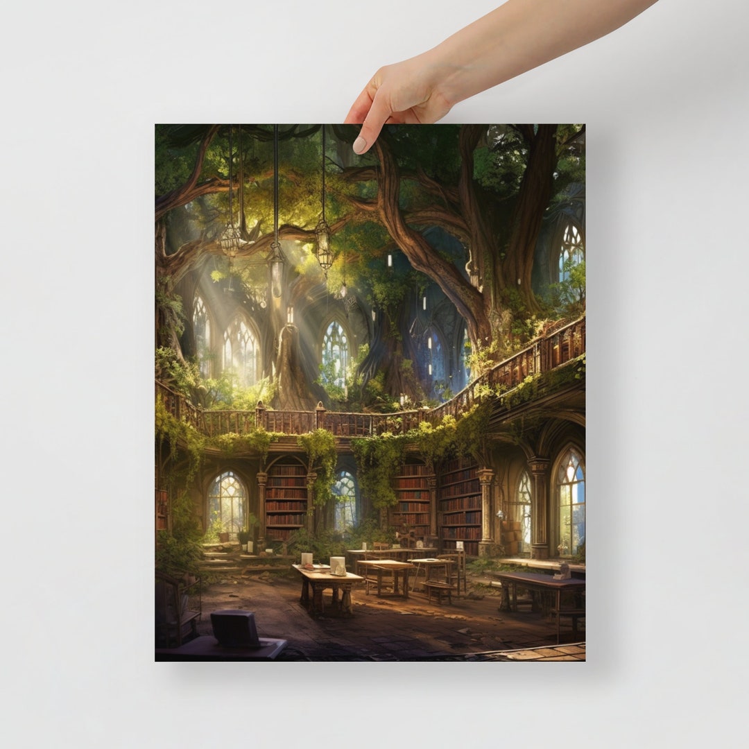 Enchanted Library Fantasy Poster - Etsy