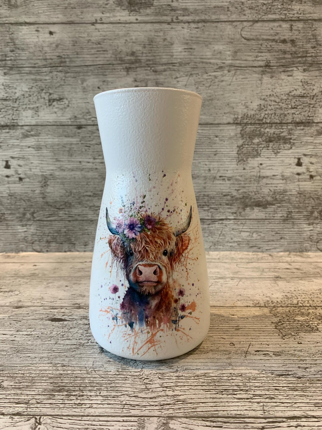 Highland Cow Vase Decoupaged - Etsy