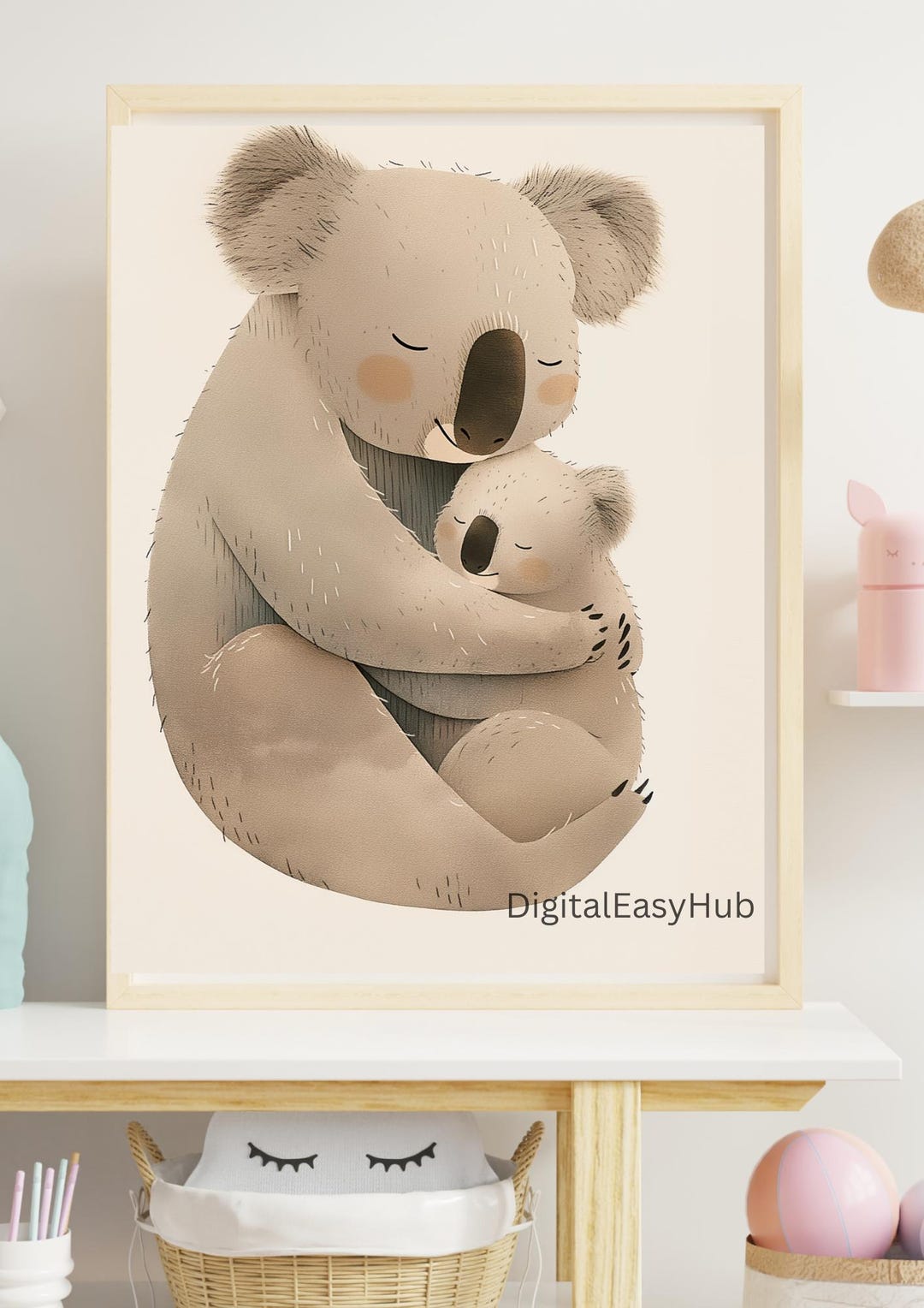 Koala Nursery Wall Art – Mom and Baby Koala Poster – Animal Kids Room ...