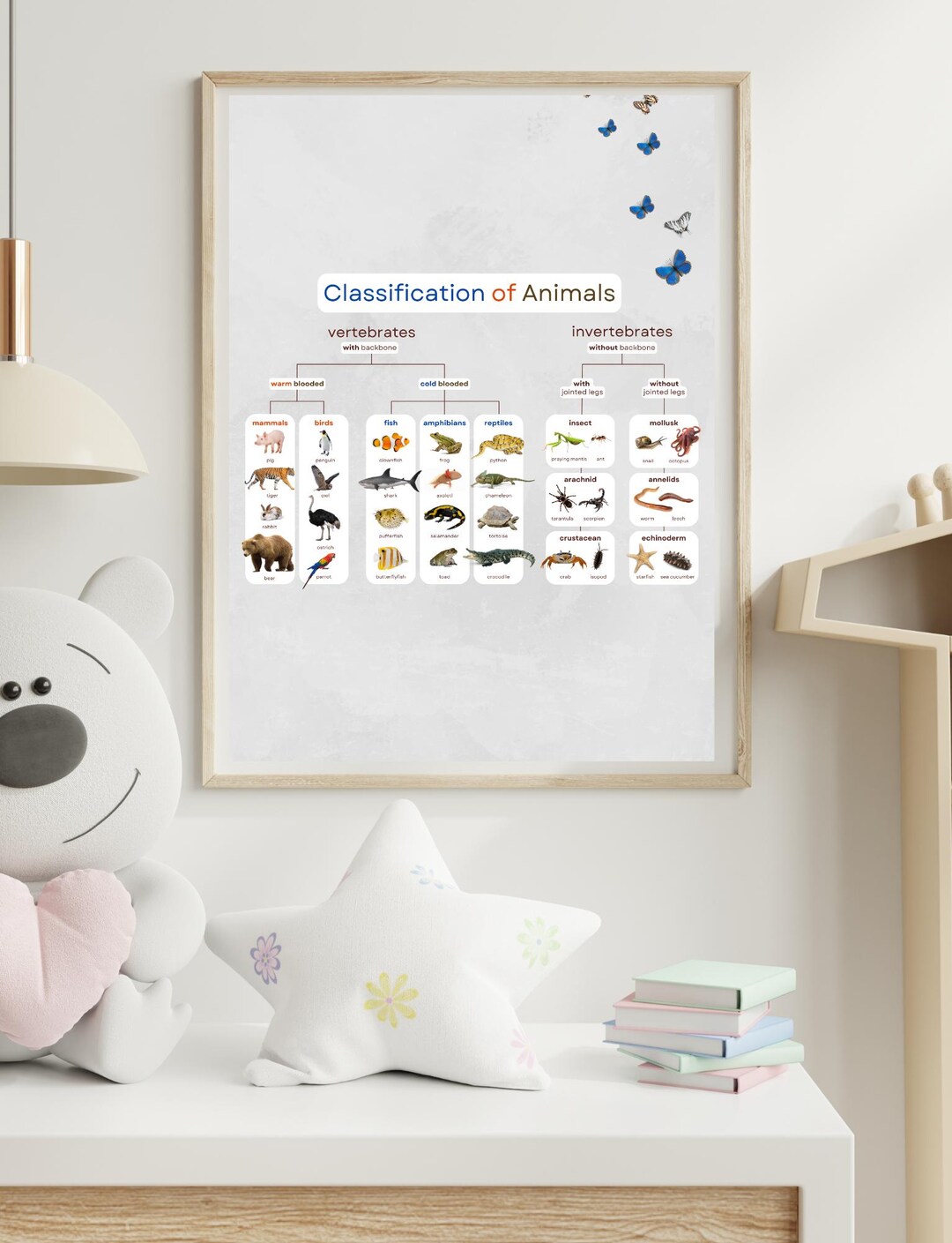 Animal Classification Chart Vertebrates and Invertebrates Educational ...