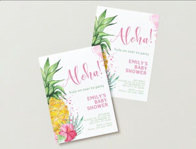 Girl Aloha Baby Shower Invitation Printable Invite Tropical - Etsy