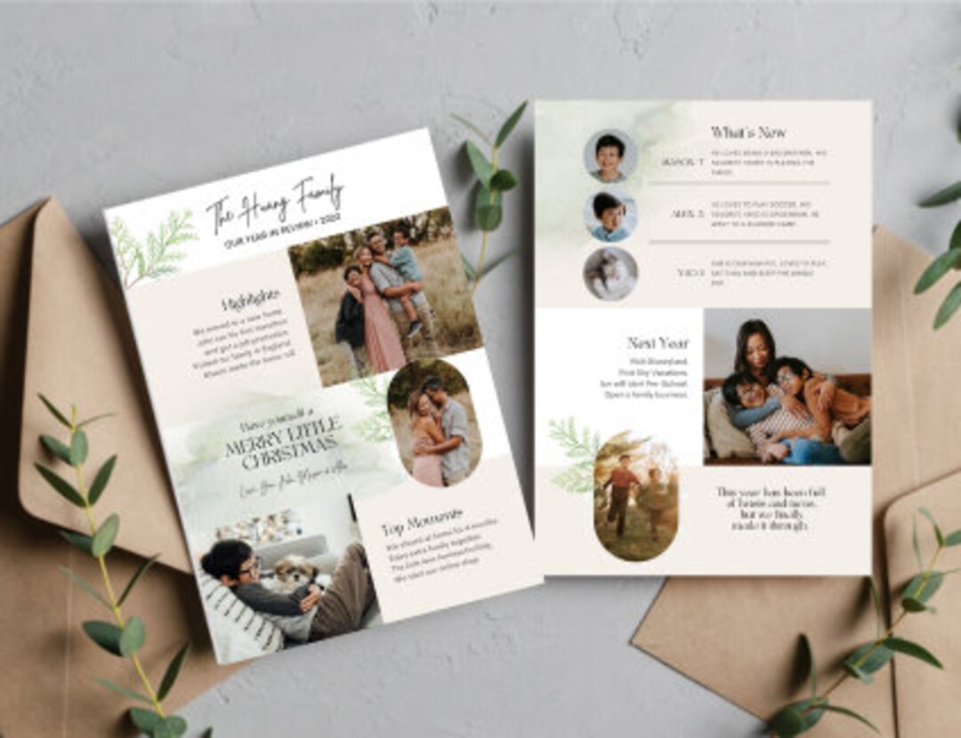 Minimalist Year in Review Christmas Template Newsletter Canva Template ...