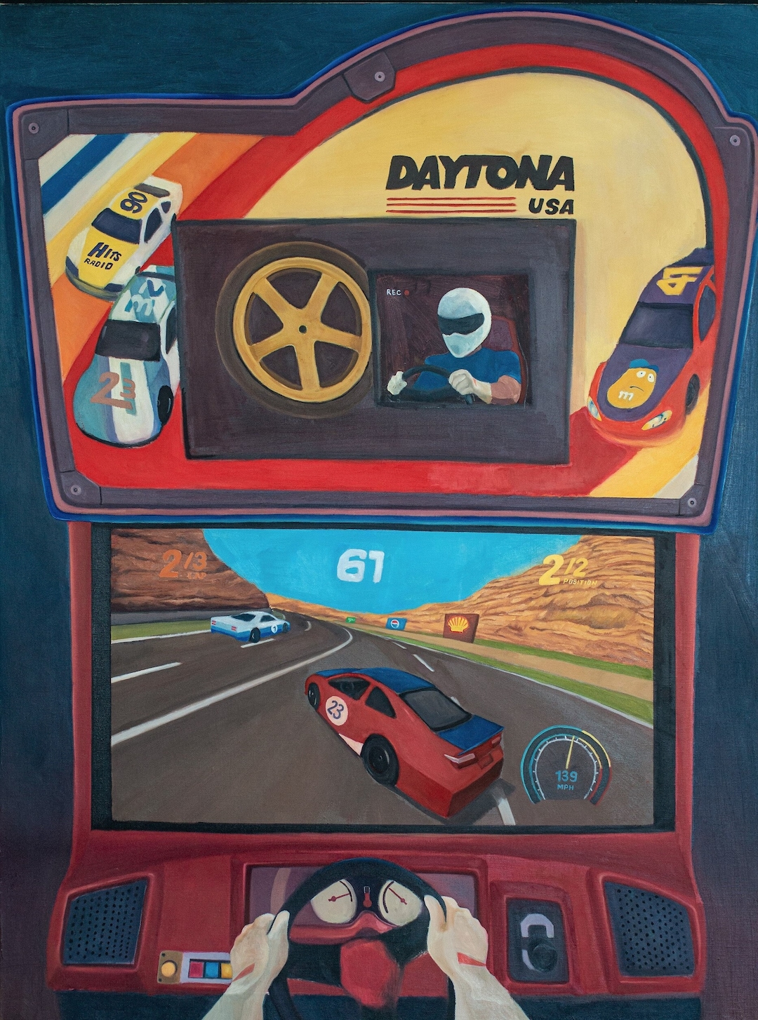 DAYTONA Car Racing Painting Classic Arcade Game Art on Linen - Etsy