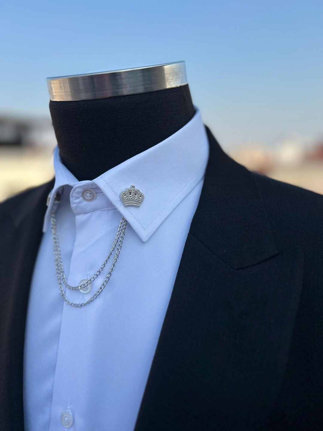 King Crown Collar Bar: Handmade Silver Shirt Collar Clip - Etsy