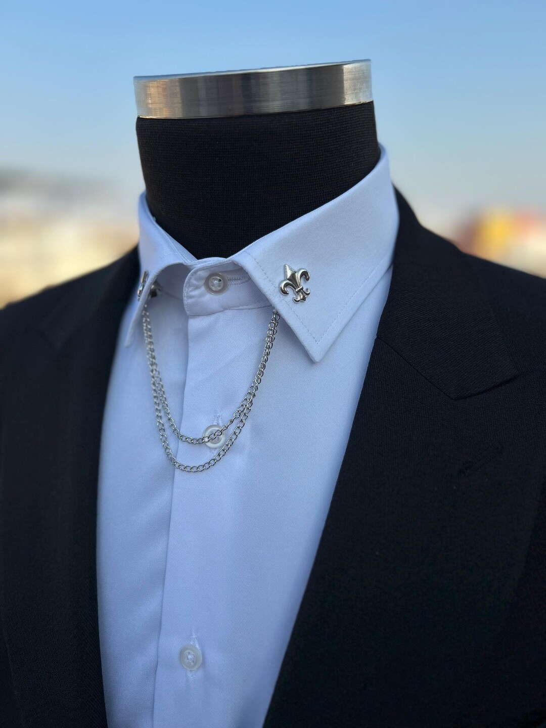 Handmade Silver Collar Bar Clip: Men's Shirt Accessory - Etsy