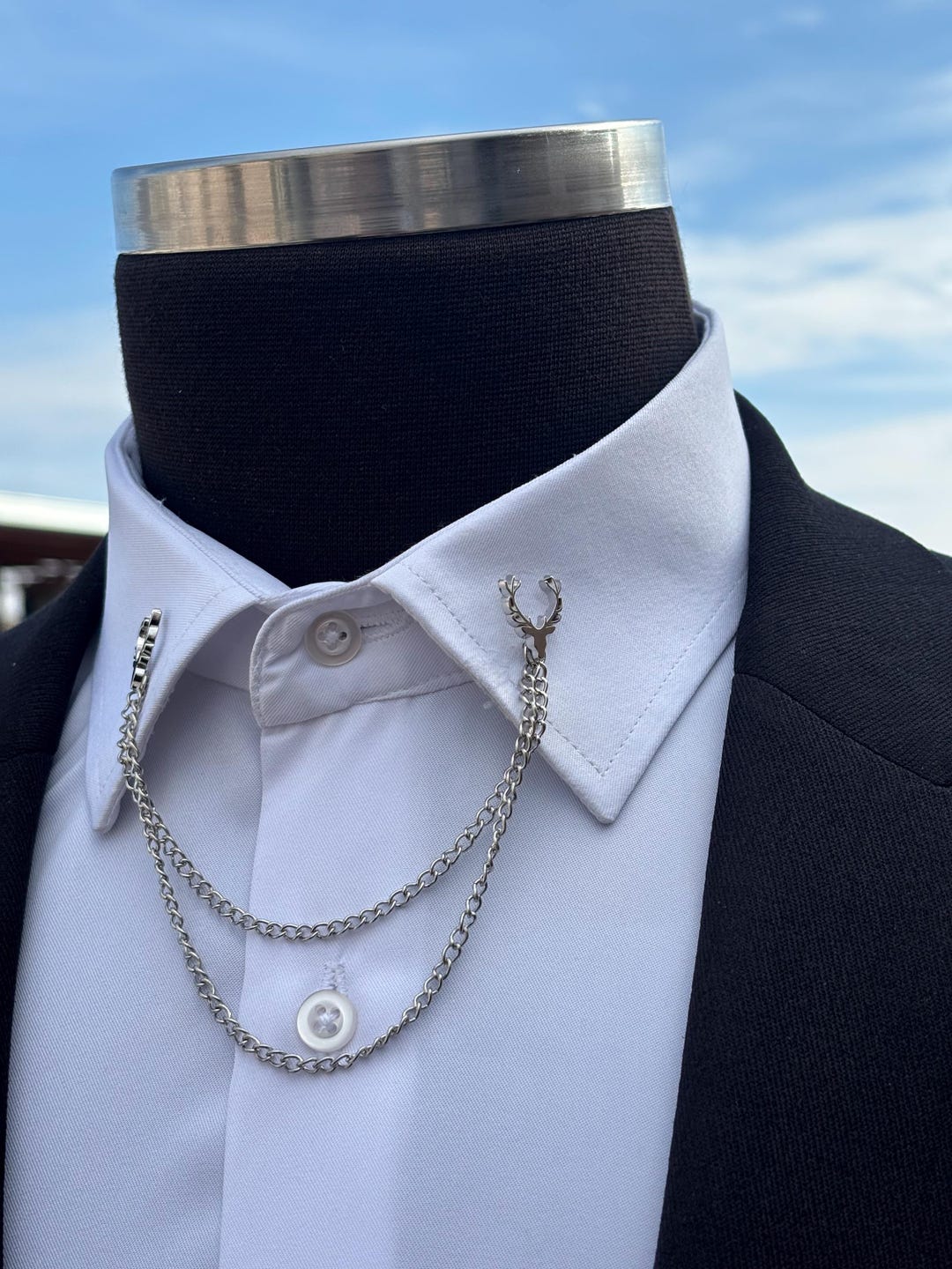 Deer Antler Collar Bar: Silver Plated Shirt Clip, Men's Accessory - Etsy