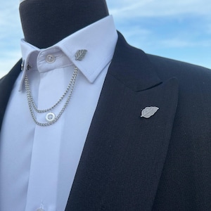 Silver Leaf Collar Chain Lapel Pin: Vintage Style Suit Accessory - Etsy