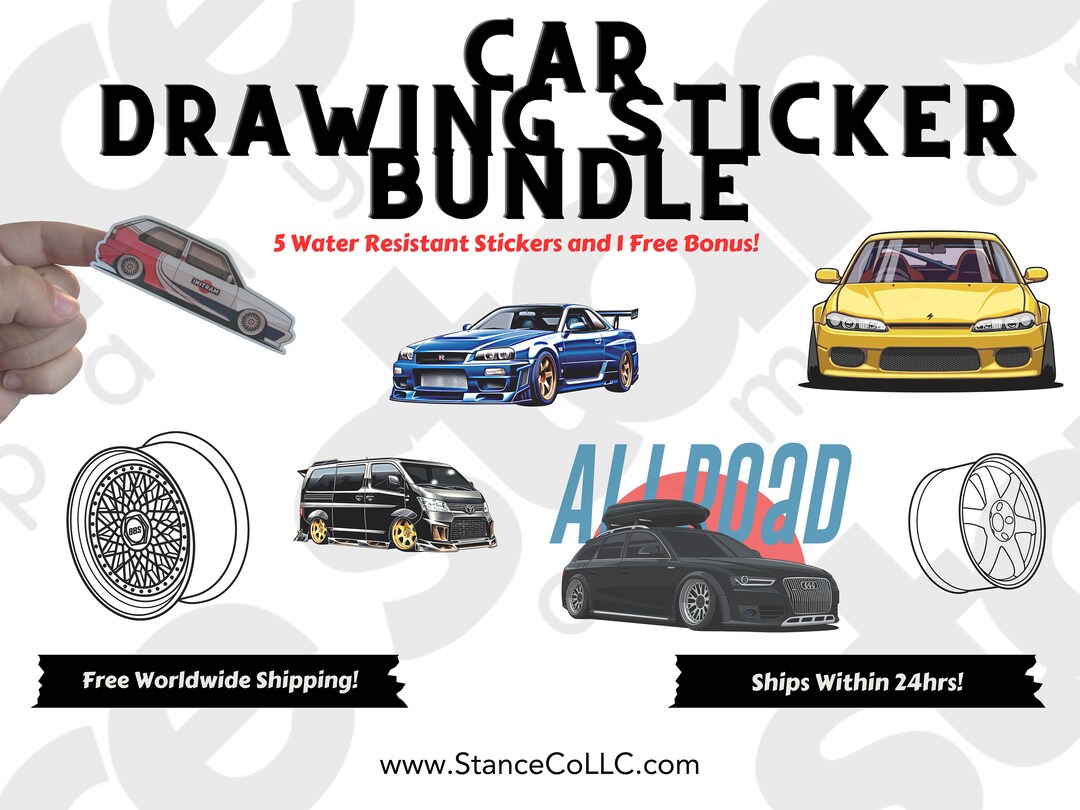 Car Sticker Pack Car Edition Custom 5 Sticker Pack Water Resistant Stickers for Tumblers ...