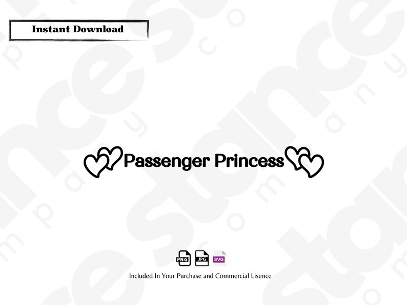 Passenger Princess Decal PNG,SVG,JPG for Car Decals, Stickers and ...