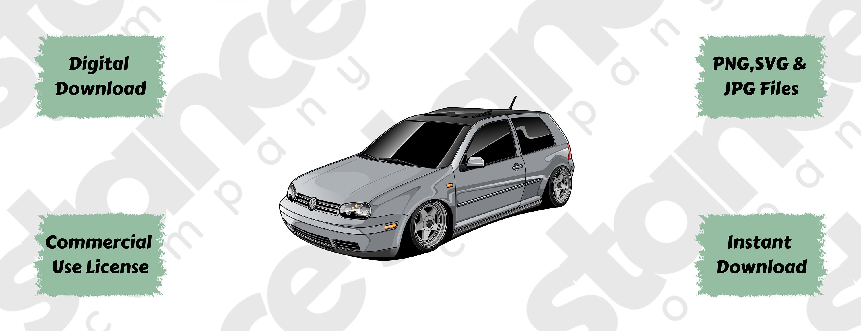Gina Volkswagen Mk4 PNG SVG JPG, Digital Download Art for Stickers, T ...