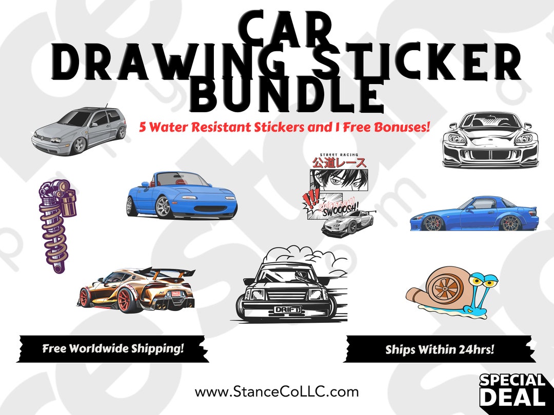 Car Sticker Pack - Custom 5 Sticker Pack Supercars, Hypercars JDM Euro ...