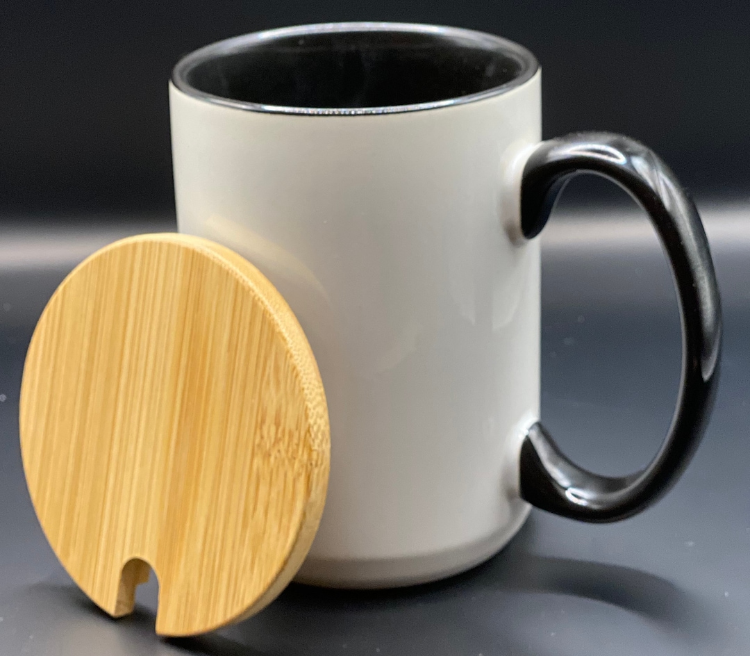 15 Oz Custom Design Ceramic Mug With Bamboo Lid - Etsy