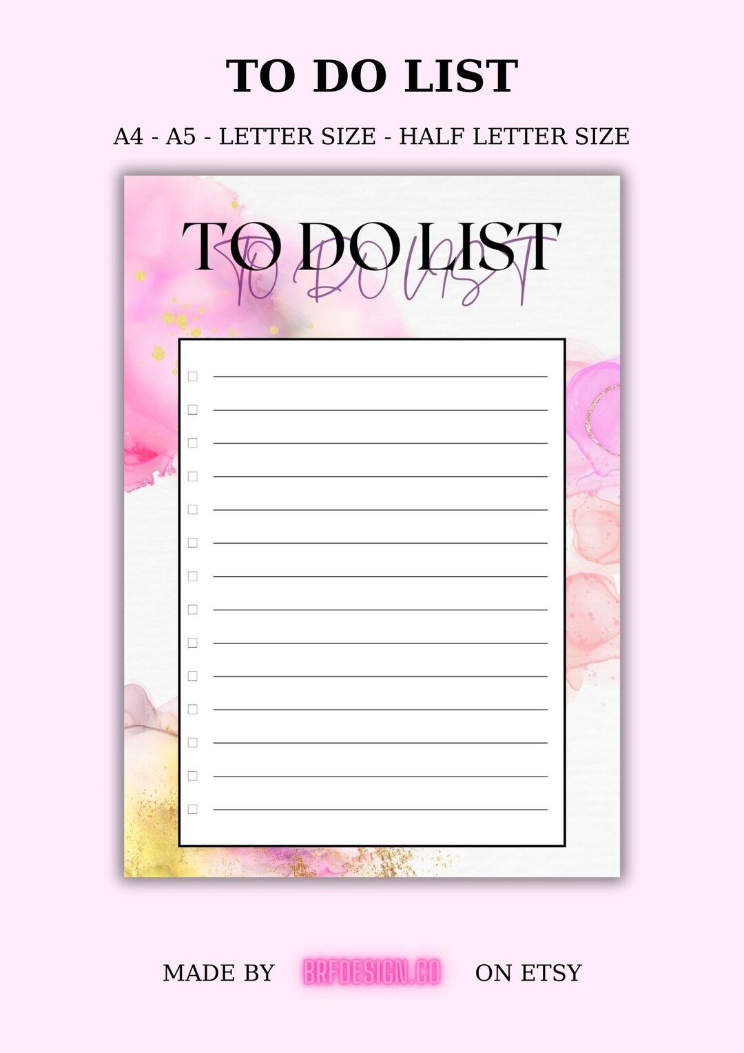 Colored to Do List Printable to Do List Simple Tasks List - Etsy