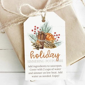 Stovetop Potpourri Christmas Gift Tag, Teacher Gift Label, Neighbor ...