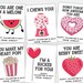 Printable Cute Food Valentine's Day Cards, Classroom Valentine's Day ...