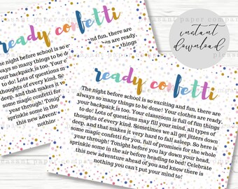 Ready Confetti Night Before School Instant Download - Etsy