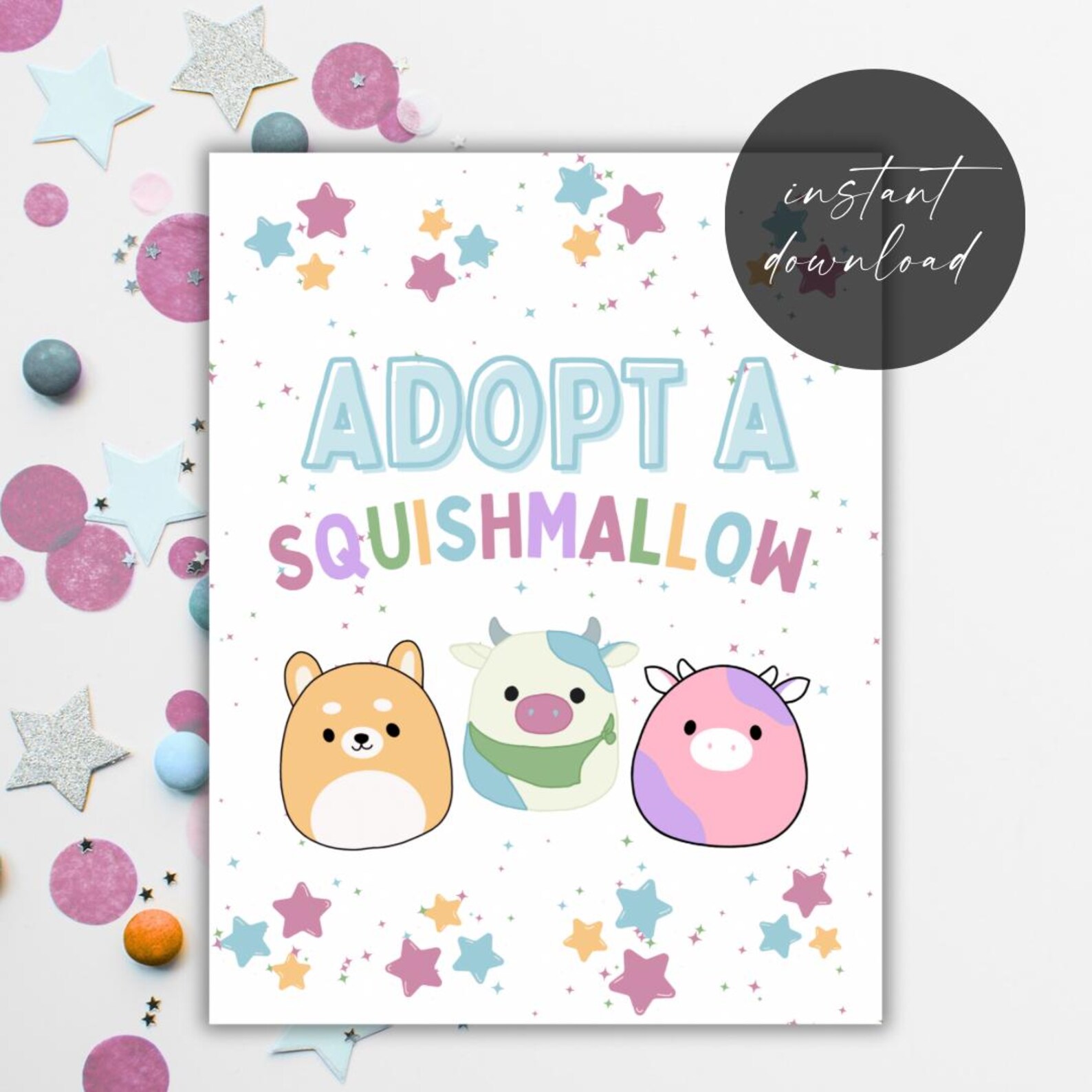 Adopt A Squishmallow Table Sign Instant Download Printabke Plush Toy ...