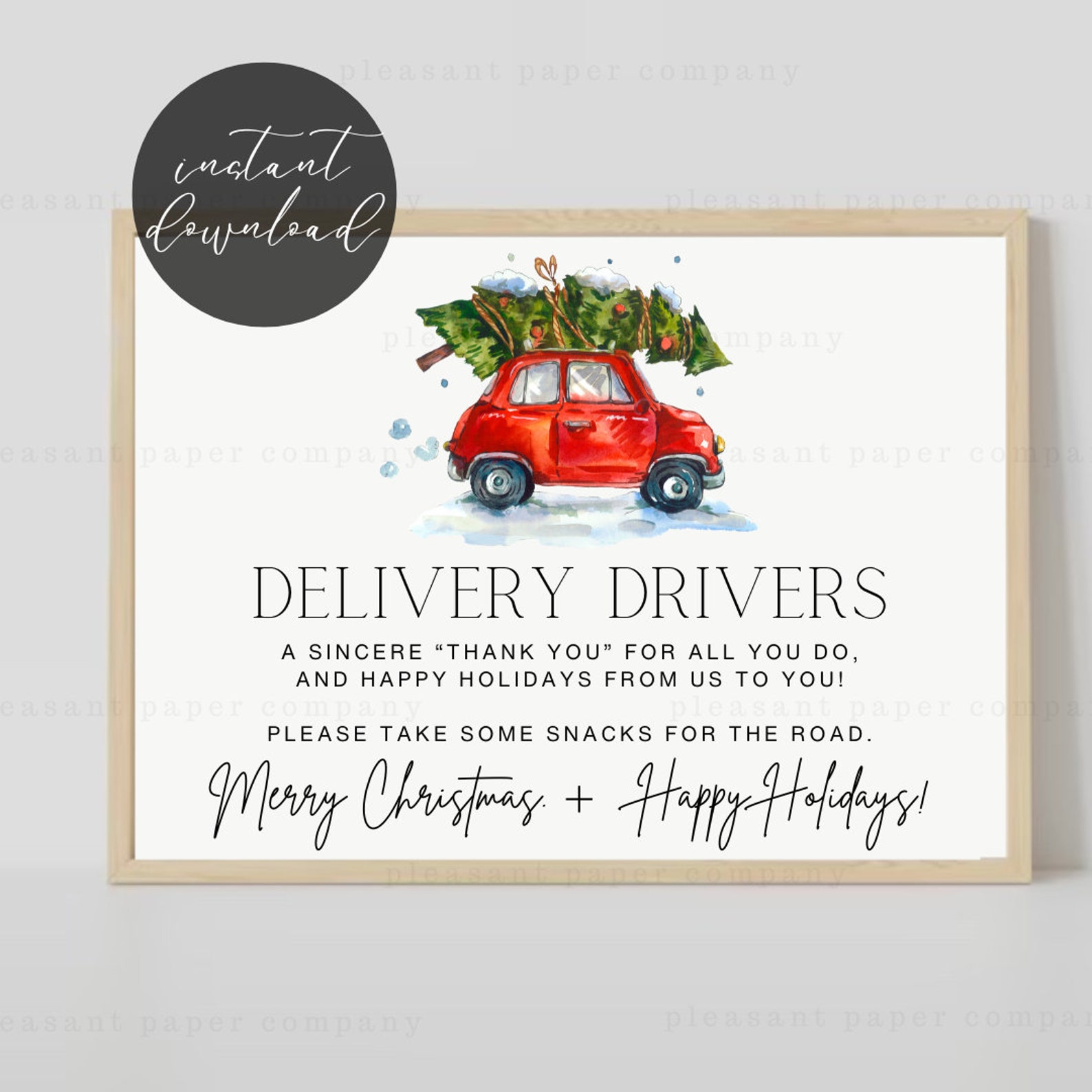 Printable Delivery Driver Thank You Sign, 8x10 Delivery Driver Snack ...