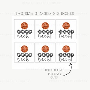 Printable Good Luck Basketball Gift Tag, Team Football Tag, Basketball ...