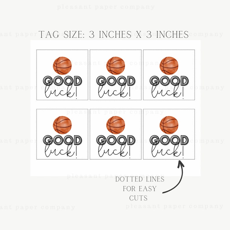 Printable Good Luck Basketball Gift Tag, Team Football Tag, Basketball ...
