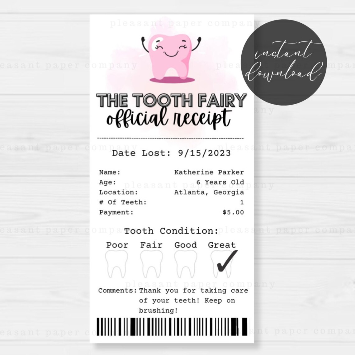Editable Tooth Fairy Receipt, Printable Tooth Fairy Letter, Printable ...