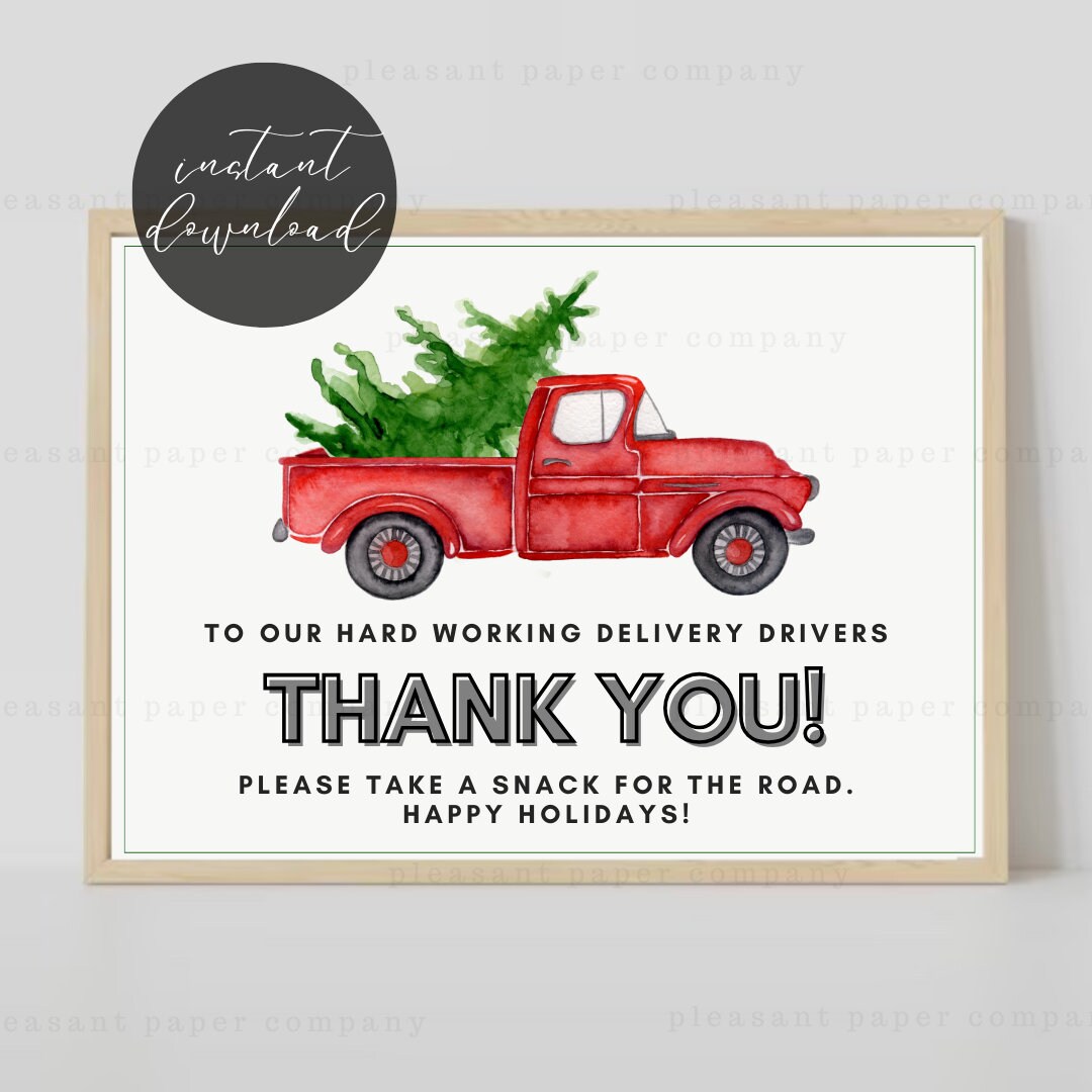 Printable Delivery Driver Thank You Sign, 8x10 Delivery Driver Snack ...