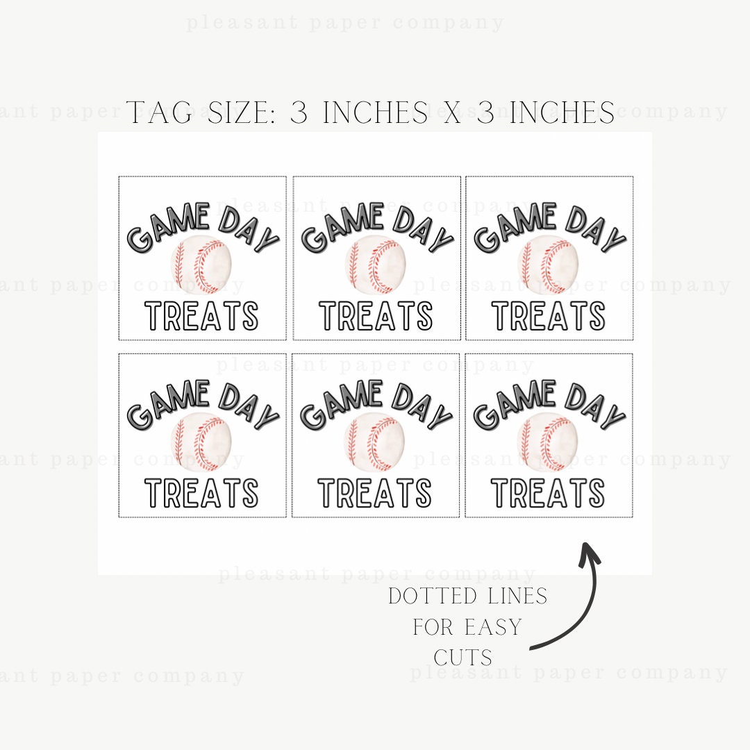 Baseball Game Day Treats Tag, Pre-game Treat Tag, Post-game Snack ...