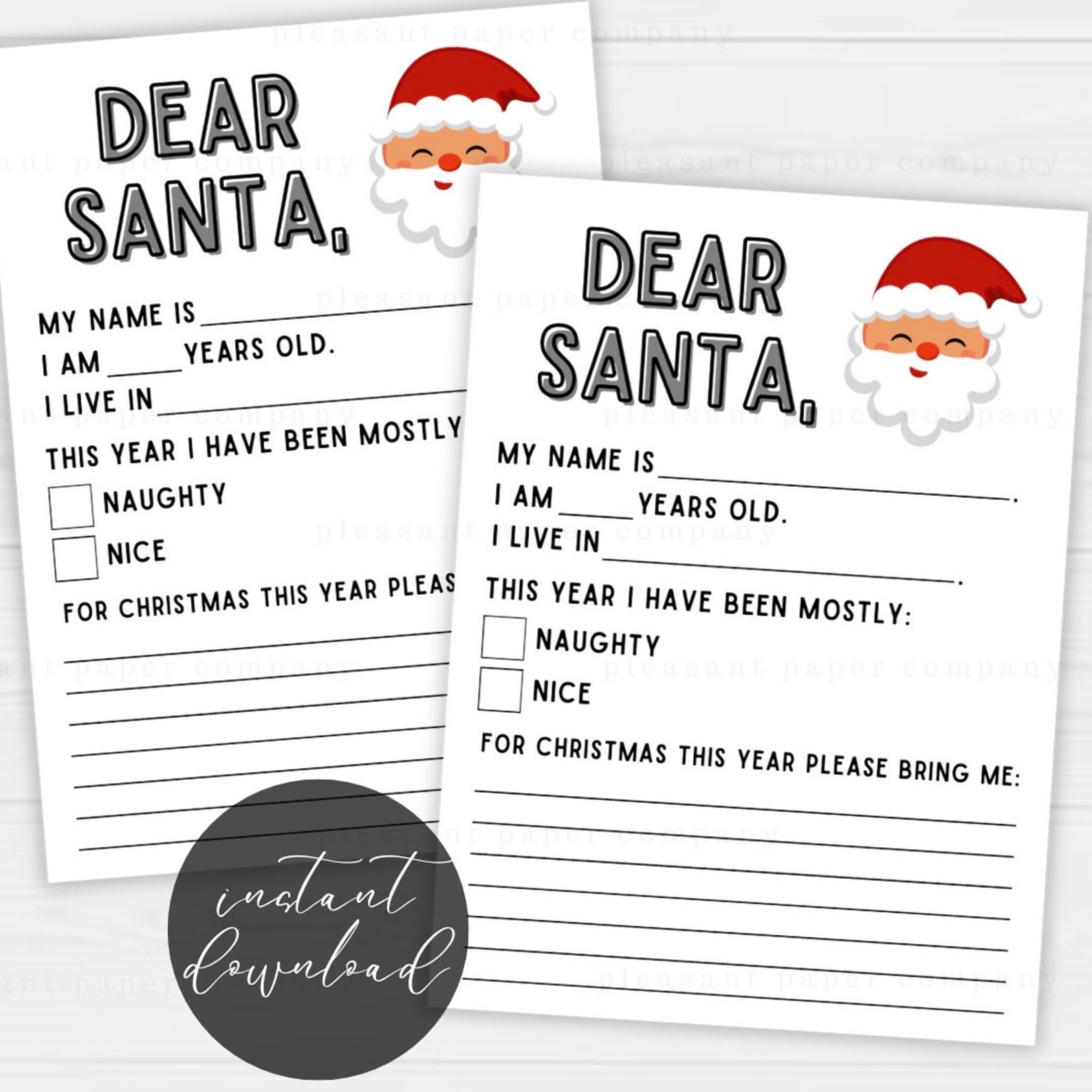 Printable Letter to Santa, Easy to Print Letter to Santa Letter, Santa ...