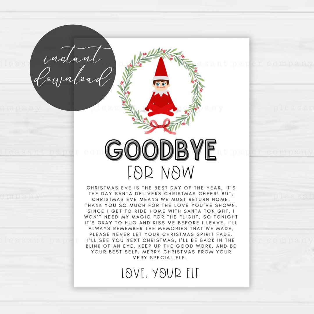 Elf Goodbye Letter, Elf Departure Letter, Elf Farewell Letter ...