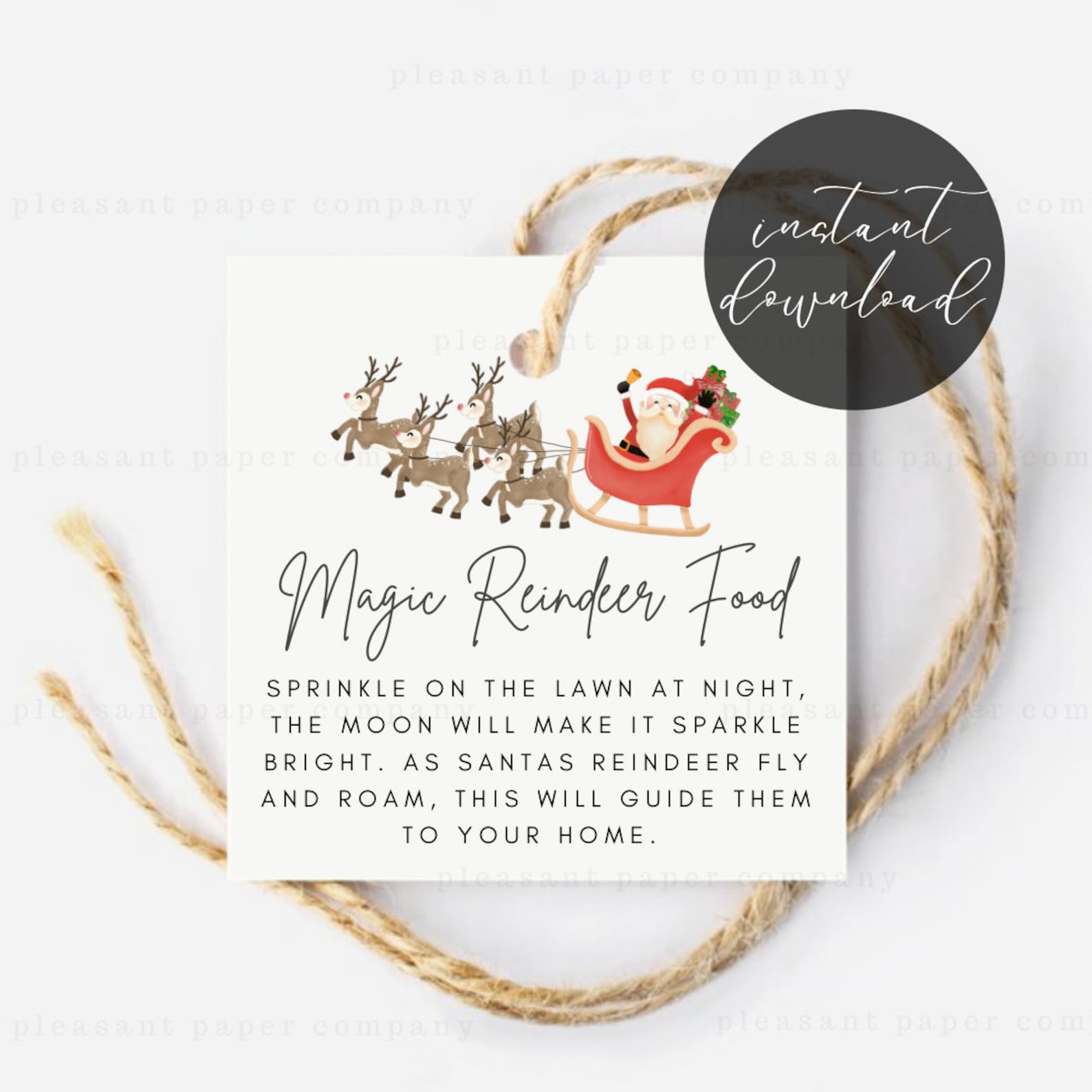 Printable Magic Reindeer Food Label Tag, Christmas Gift Tag, Reindeer ...