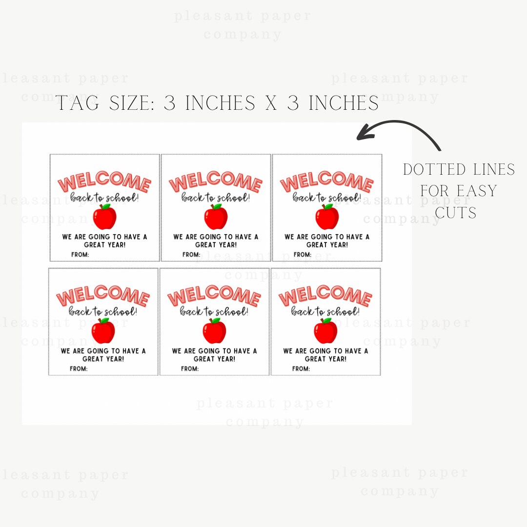 Printable Welcome Back to School Tag, Happy First Day of School Gift ...