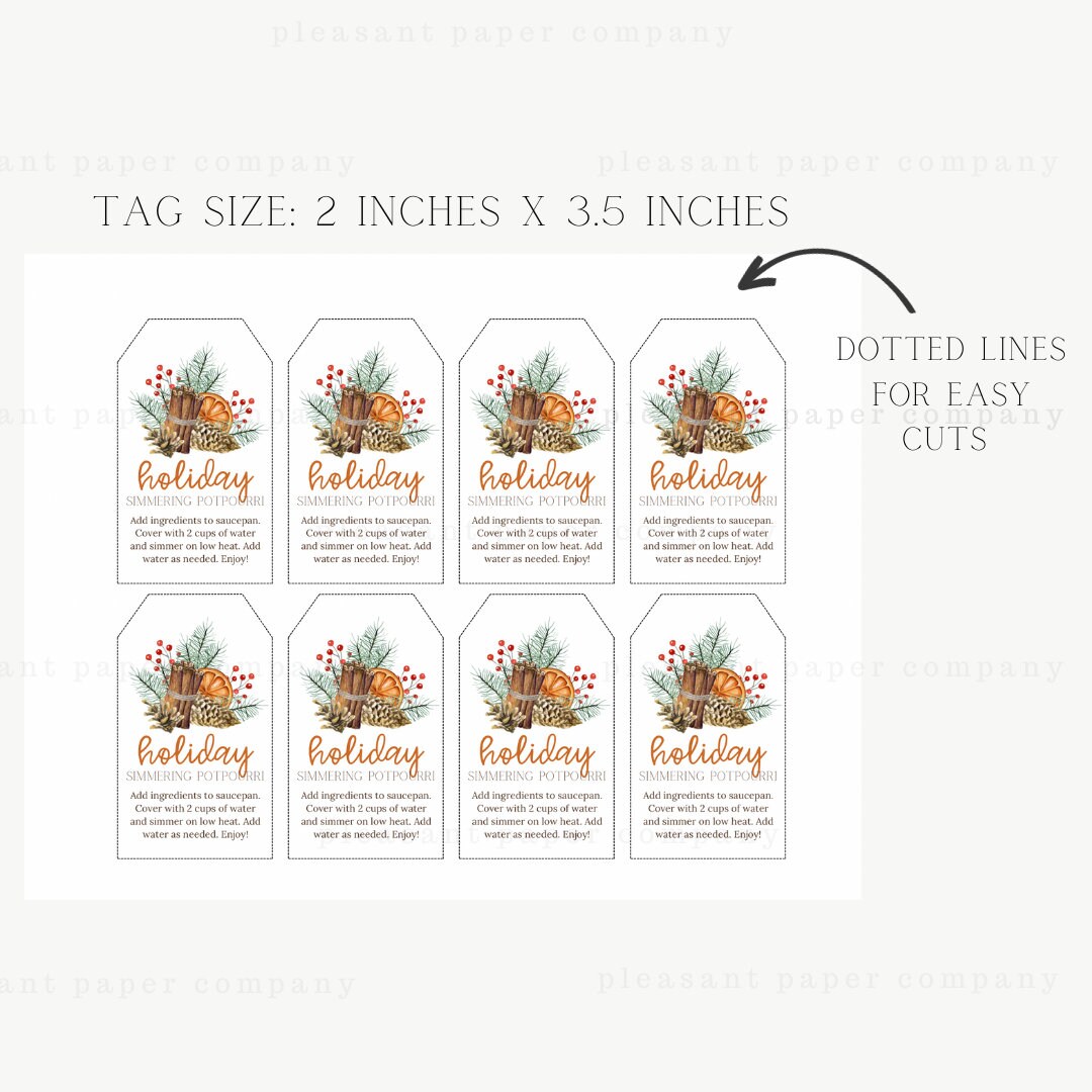 Stovetop Potpourri Christmas Gift Tag, Teacher Gift Label, Neighbor ...
