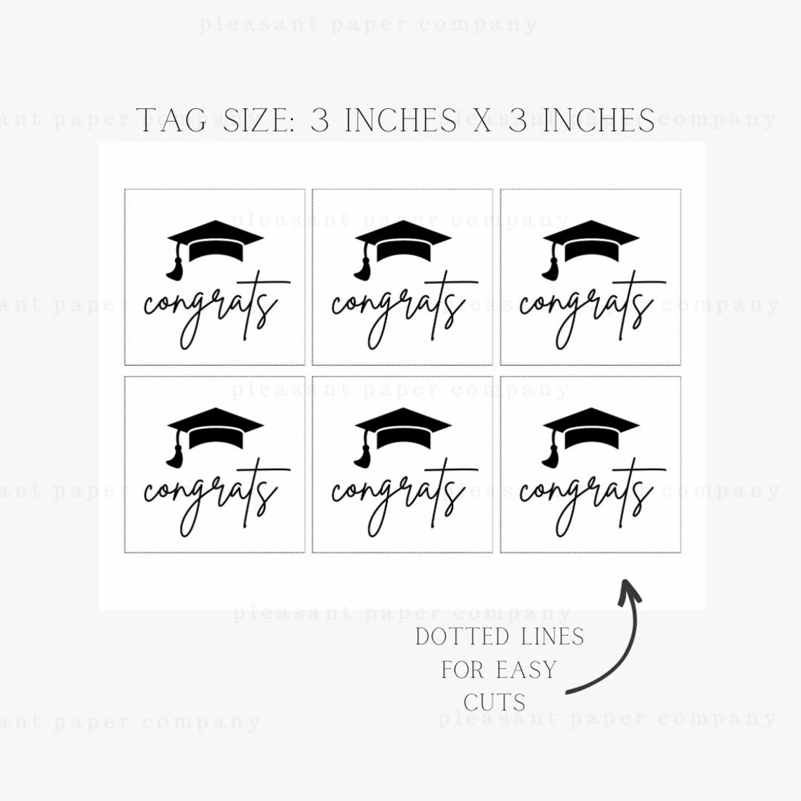 Personalized Congrats Grad Gift Tag: Minimalist Graduation Cap (digital ...