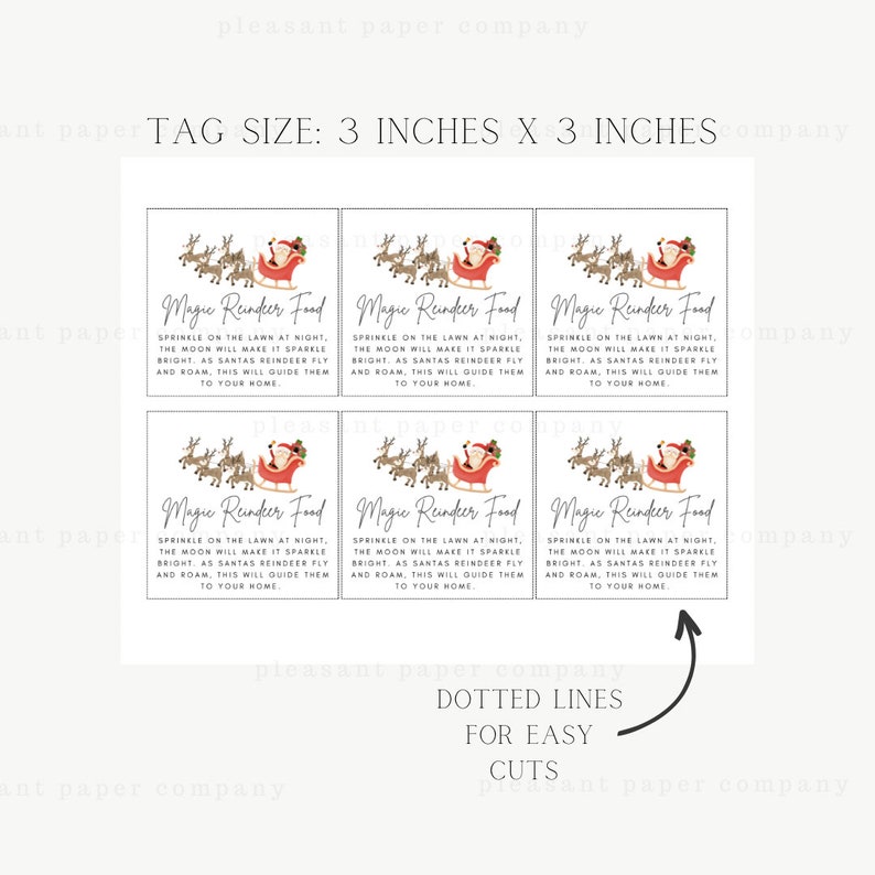 Printable Magic Reindeer Food Label Tag, Christmas Gift Tag, Reindeer ...