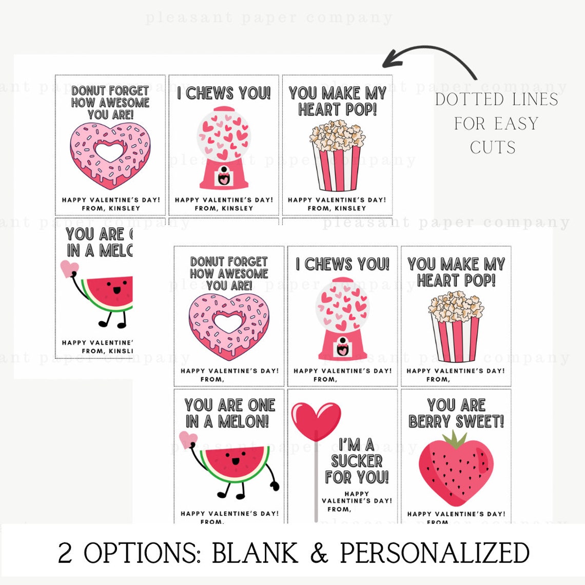 Printable Cute Food Valentine's Day Cards, Classroom Valentine's Day ...