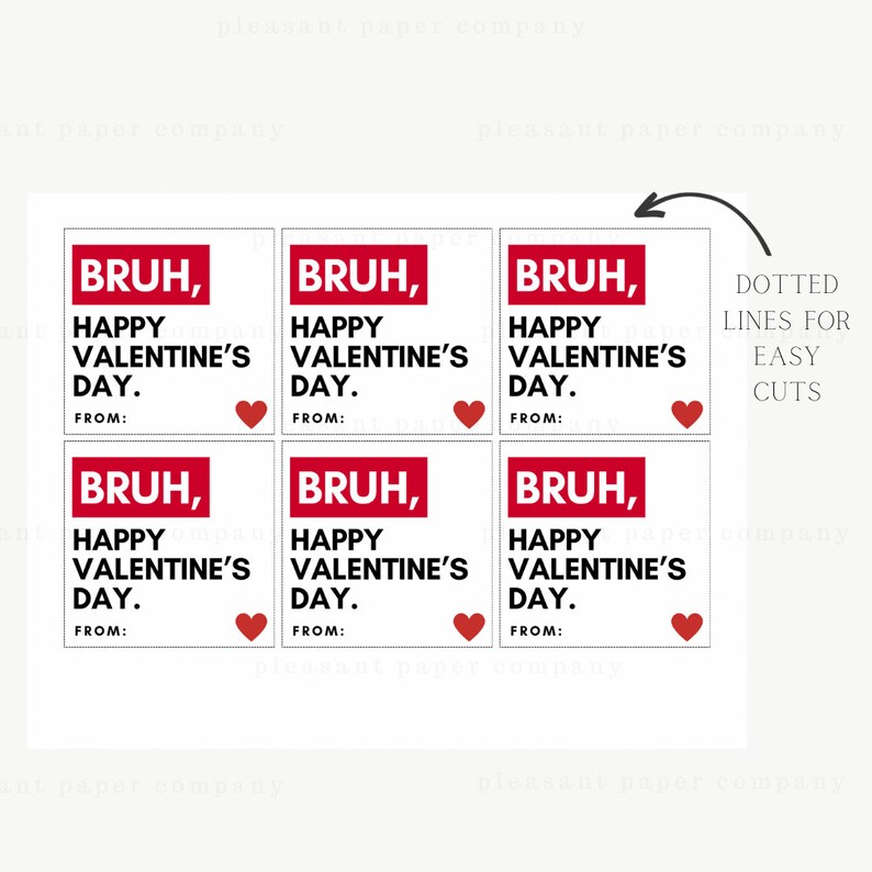 Printable Bruh Valentine's Day Card, Boy Valentines Day Cards, Tween ...