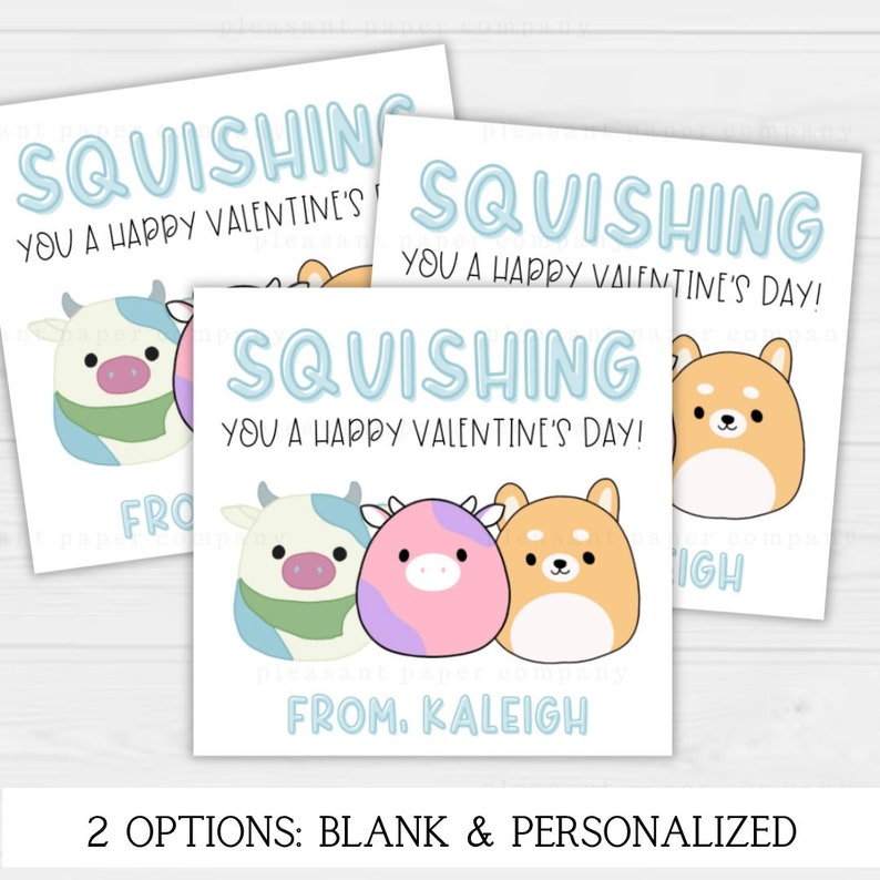 Printable Kids Classroom Squishmallow Valentine Card, Printable Squish ...